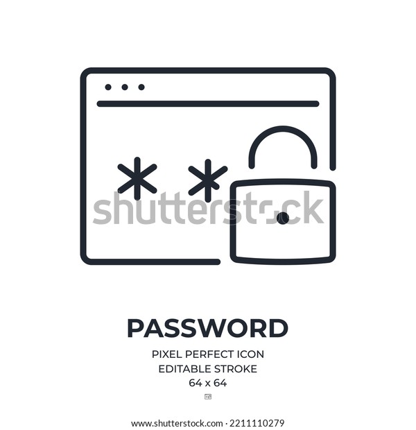Web Security Password Editable Stroke Outline Stock Vector (Royalty ...