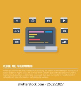 Website Optimization Programming Design Analytics Flat Stock Vector ...