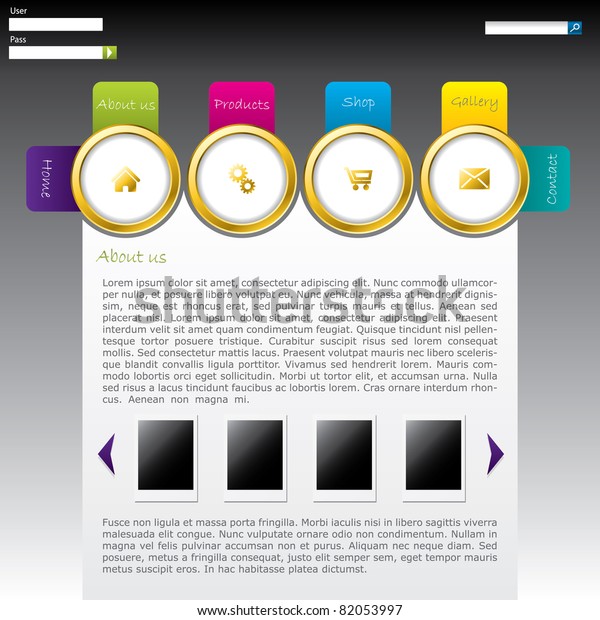 Website Template Design Labeled Rings Stock Vector (Royalty Free ...