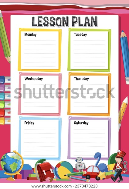 Weekly Lesson Plan Template Schedule Cartoon Stock Vector (Royalty Free ...