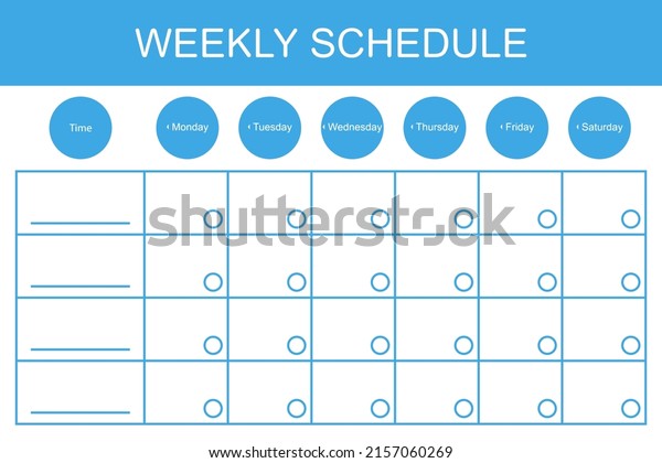 Weekly Schedule Planner Template Vector Illustration Stock Vector ...