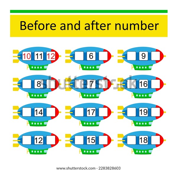 What Comes Before After Math Worksheets Stock Vector (Royalty Free ...