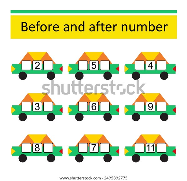 What Comes Before After Math Worksheets Stock Vector (Royalty Free ...