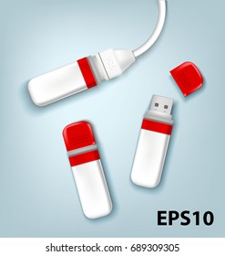 White Empty Usb Flash Drive Red Stock Vector (Royalty Free) 689309305 ...