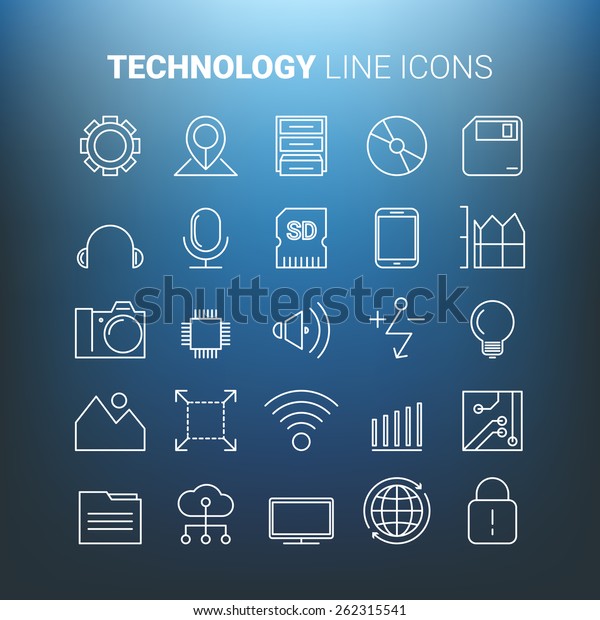 White Line Technology Icons Vector Set Stock Vector (Royalty Free ...