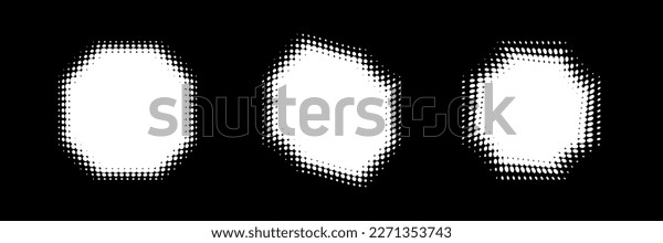White Octagon Halftone Frames Grunge Set Stock Vector (Royalty Free ...
