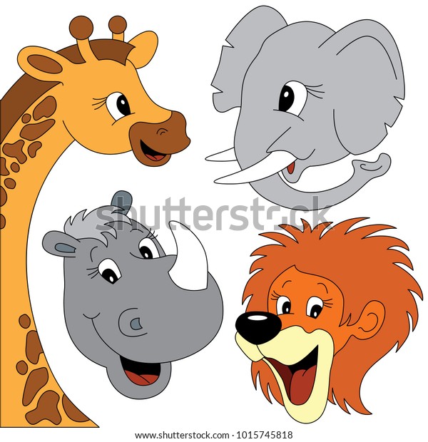 Wild Animals Face Elements Set Collection Stock Vector (Royalty Free ...