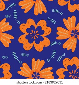 Allover Flowers Pattern Orange Colored Pattern Stock Illustration ...