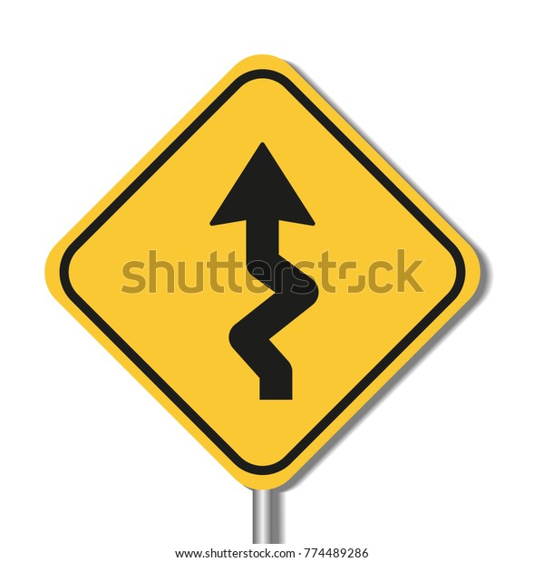 Winding Road Left Sign Vector Design Stock Vector (Royalty Free ...