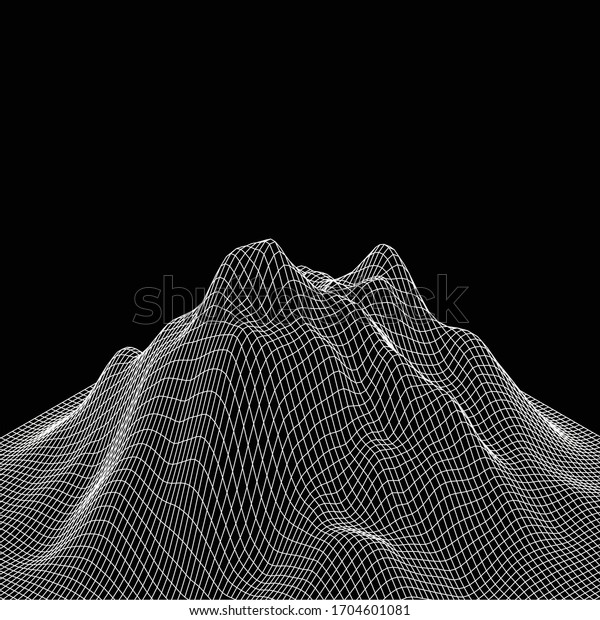 Wireframe Mountain Grid Vector Illustration 3d Stock Vector (Royalty ...