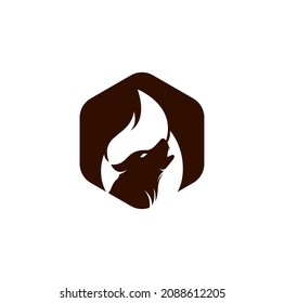 Wolf Fire Vector Logo Design Template Stock Vector (Royalty Free ...