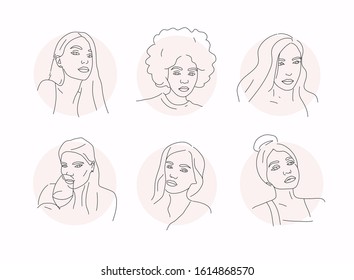 Woman Face Continuous Line Drawing Abstract Stock Vector (Royalty Free ...