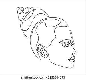 Woman Face Continuous Line Drawing Line Stock Vector (Royalty Free ...