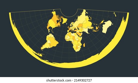 World Map Conic Equidistant Projection Futuristic Stock Vector (Royalty ...