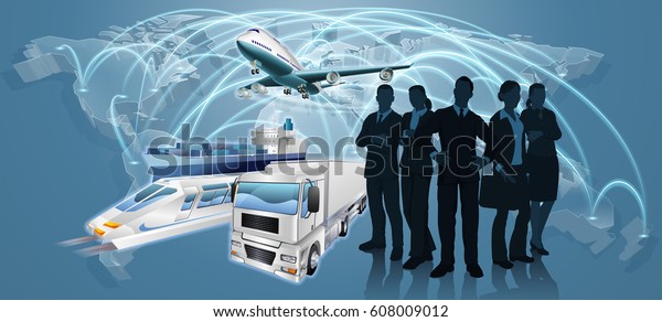 World Map Flight Paths Logistics Background Stock Vector (Royalty Free ...