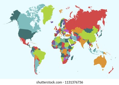 Political World Map Vector Illustration Different 스톡 벡터(로열티 프리 ...