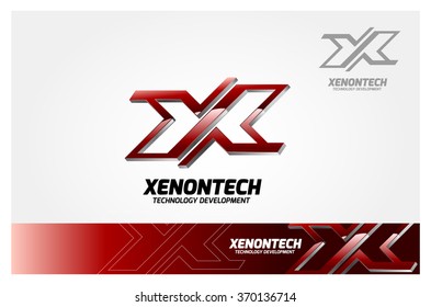 Xenontech Technology Development Vector Logo Illustration Stock Vector ...