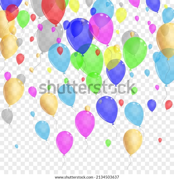 Yellow Balloon Background Transparent Vector Confetti Stock Vector ...