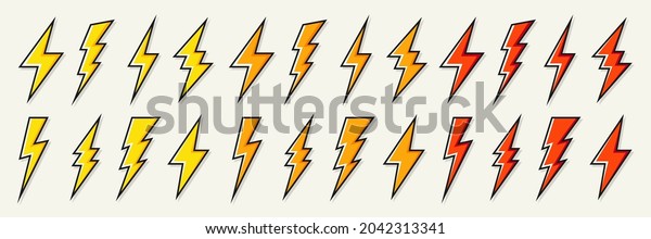 Yellow Lightning Bolt Icons Collection Flash Stock Vector (Royalty Free) 2042313341 | Shutterstock