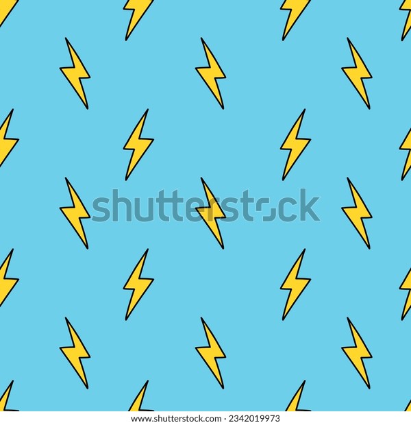 Yellow Thunder Pattern Seamless Background Stock Vector (Royalty Free ...