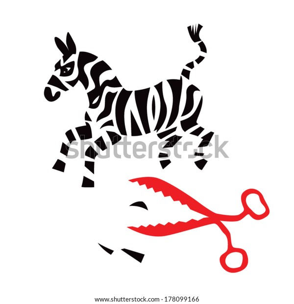 Zebra Cut Red Scissors Vector Illustration Stock Vector (Royalty Free ...