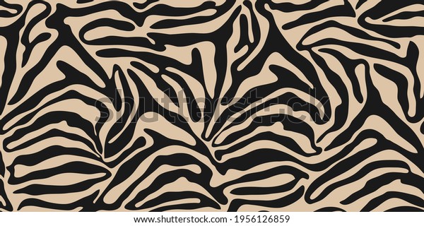 Zebra Seamless Pattern Vector Classic Black-brown Stock Vector (Royalty ...