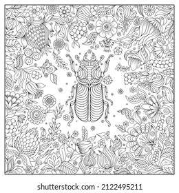 Zentangle Stylized Cartoon Beetle Hand Drawn Stock Vector (Royalty Free ...