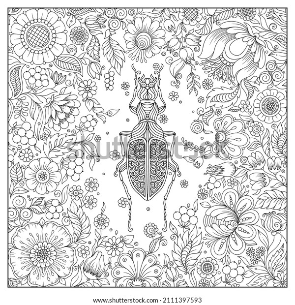 Zentangle Stylized Cartoon Beetle Hand Drawn Stock Vector (Royalty Free ...