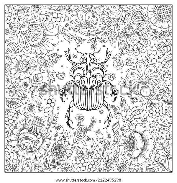 Zentangle Stylized Cartoon Beetle Hand Drawn Stock Vector (Royalty Free ...