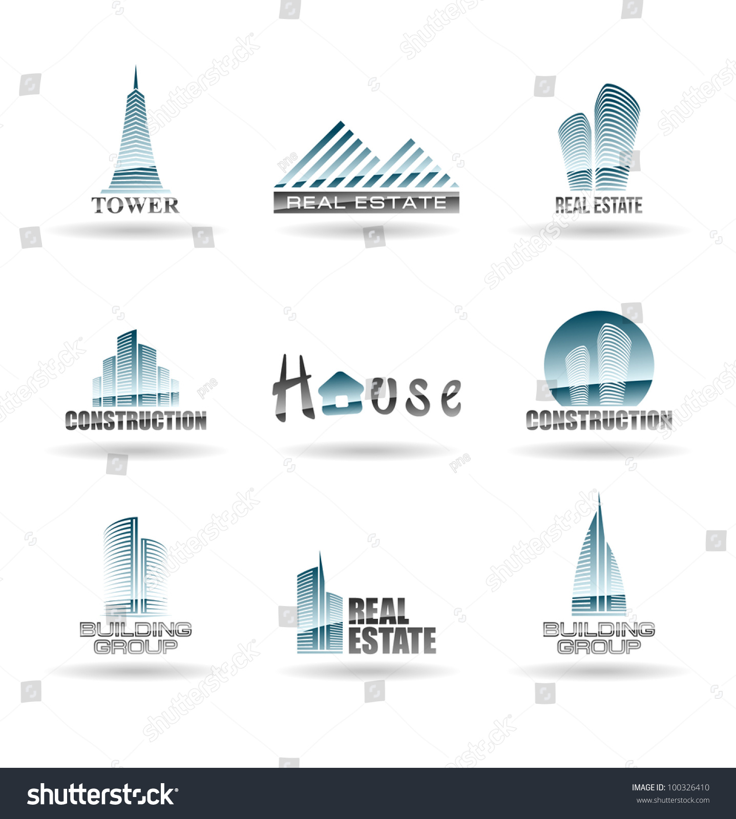 Building Icon Set Abstract Architecture Your Stock Vector (Royalty Free ...