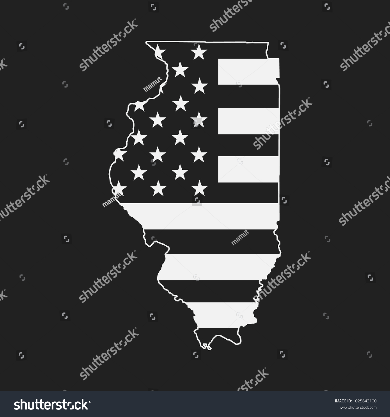Illinois Map Shape Usa Flag Black Stock Vector (Royalty Free ...