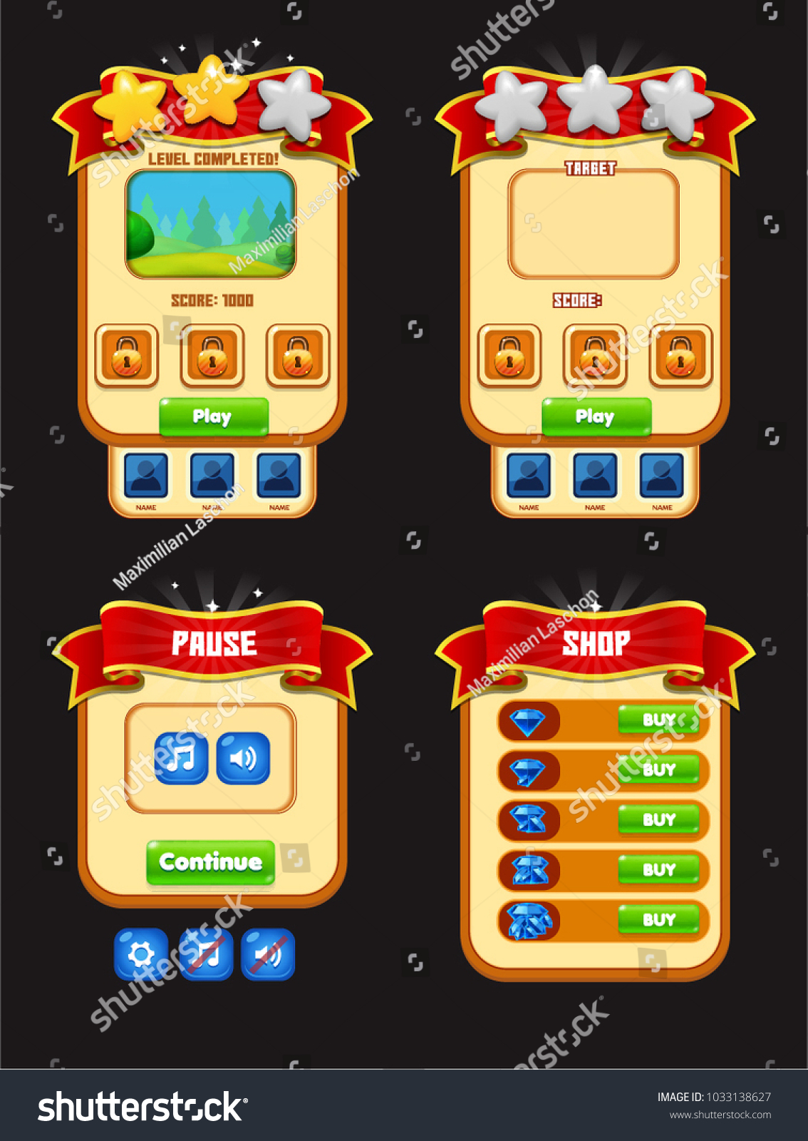 Mobile Game User Interface Panels Pop Stock Vector (Royalty Free) 1033138627 | Shutterstock