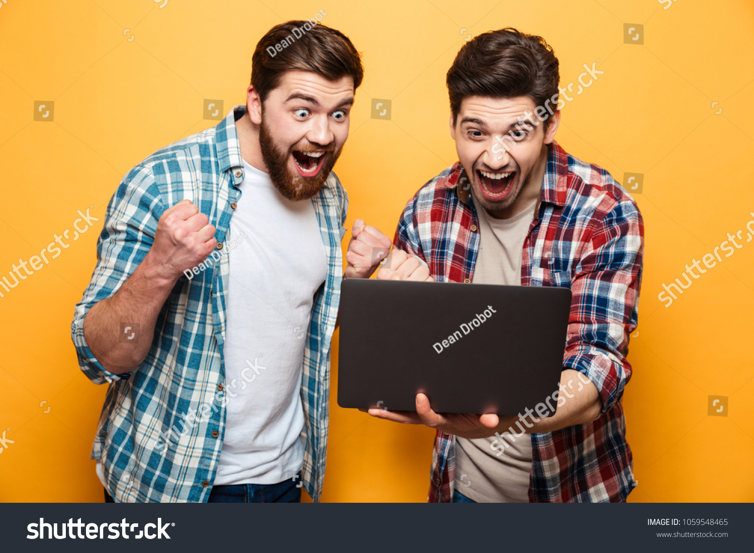 Portrait Two Happy Young Men Looking Stock Photo 1059548465 | Shutterstock