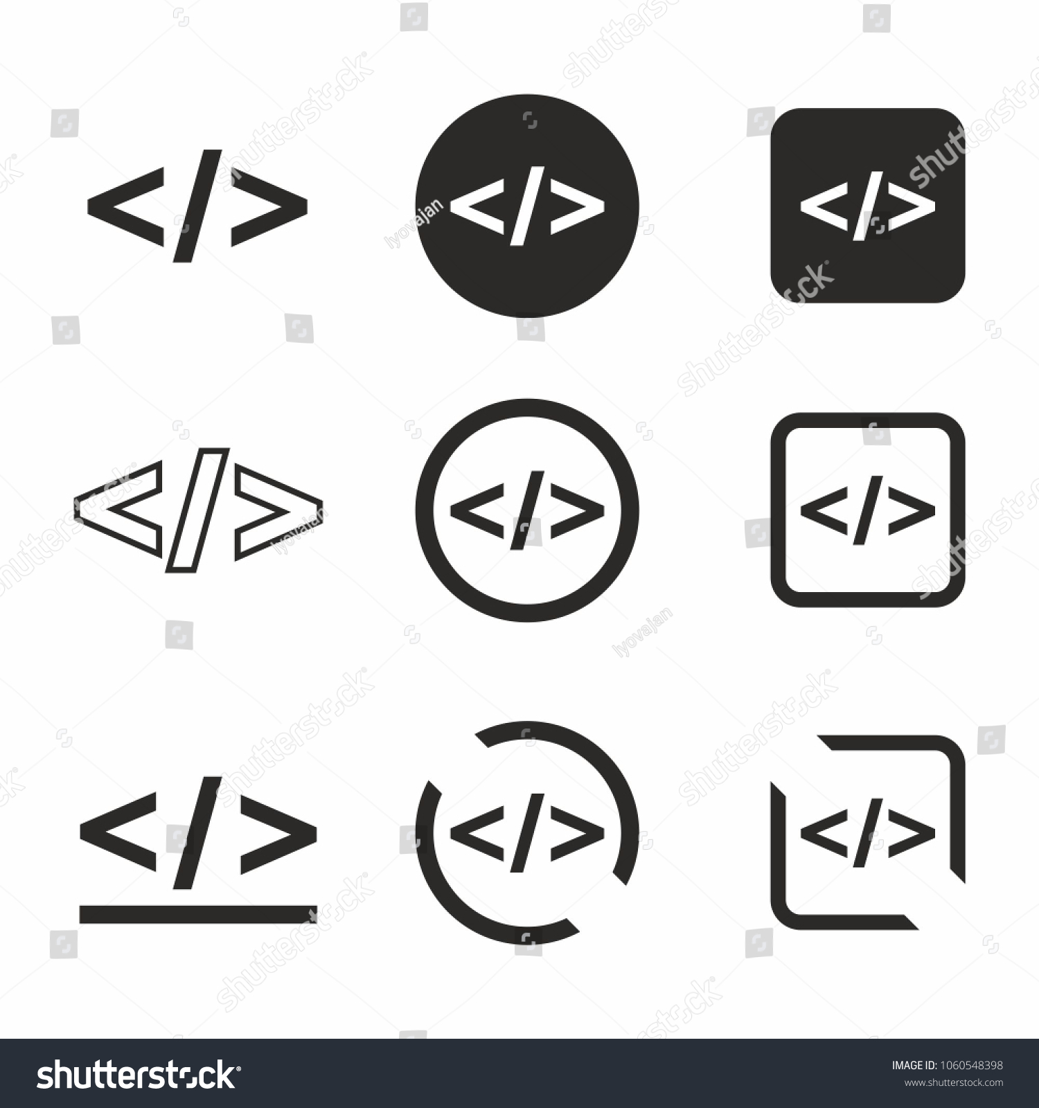 Code Icon Set Vector Progrmming Symbol Stock Vector Royalty Free 1060548398 Shutterstock