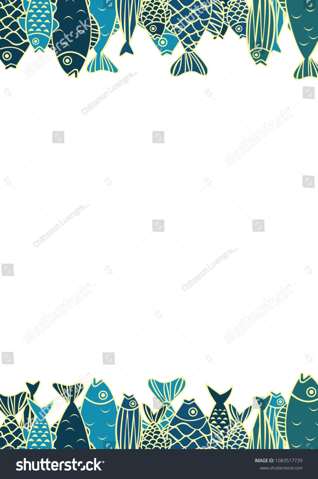 School Ocean Fish Outline Frame Vector Stock Vector (Royalty Free ...