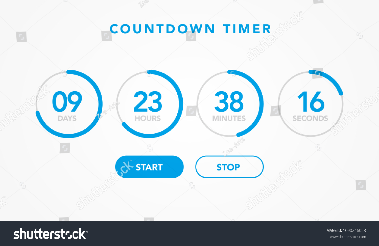 Vector Illustration Countdown Timer Website Element Stock Vector (Royalty Free) 1090246058 ...