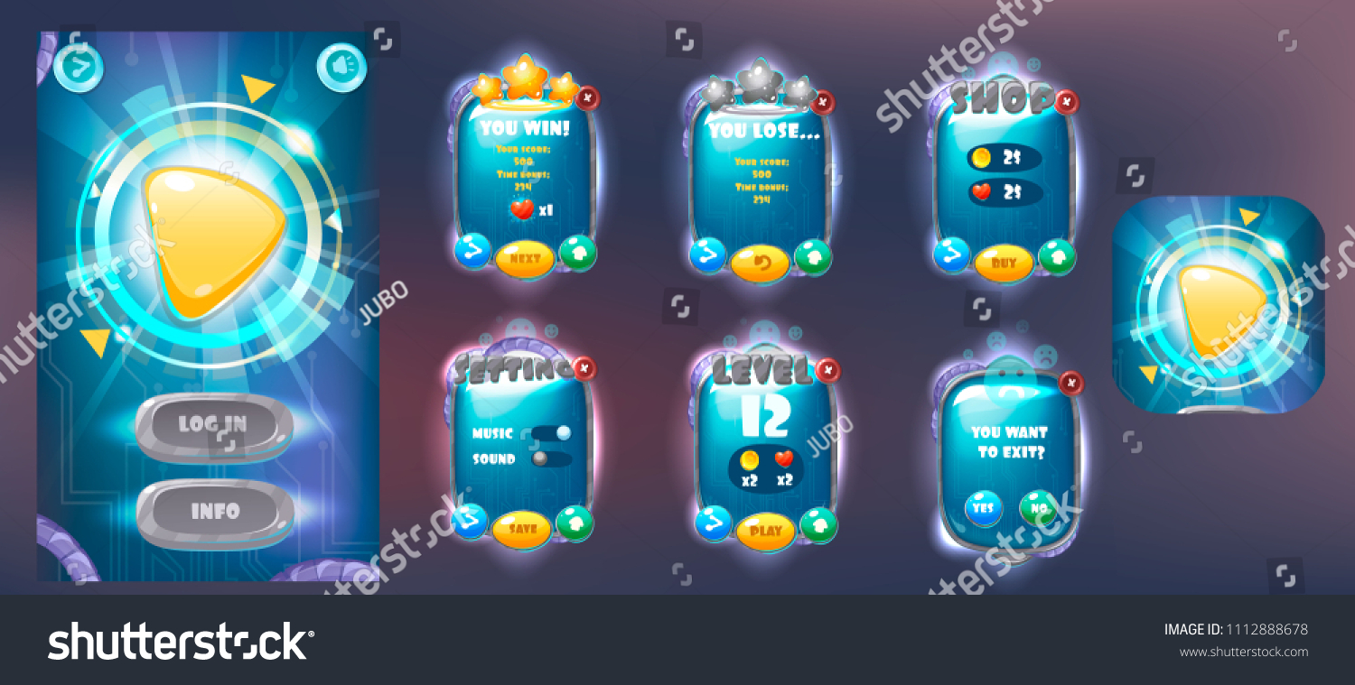 Galaxy Cartoon Game Assets Setgalaxy Glossy Stock Vector (Royalty Free) 1112888678 | Shutterstock