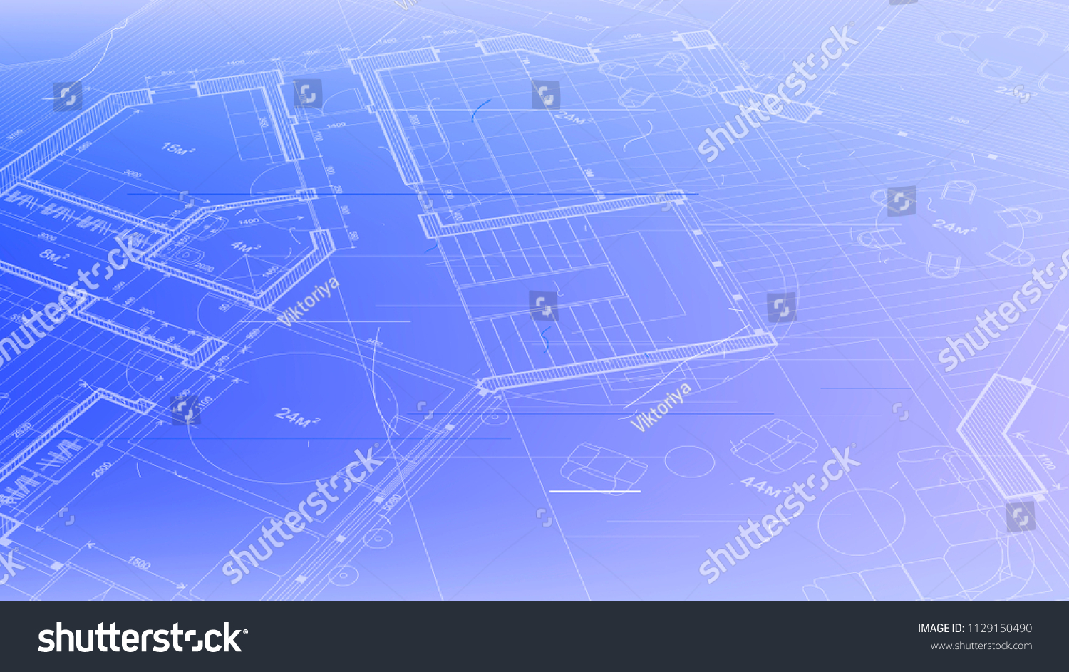 Architecture Design Blueprint Plan Vector Illustration Stock Vector ...