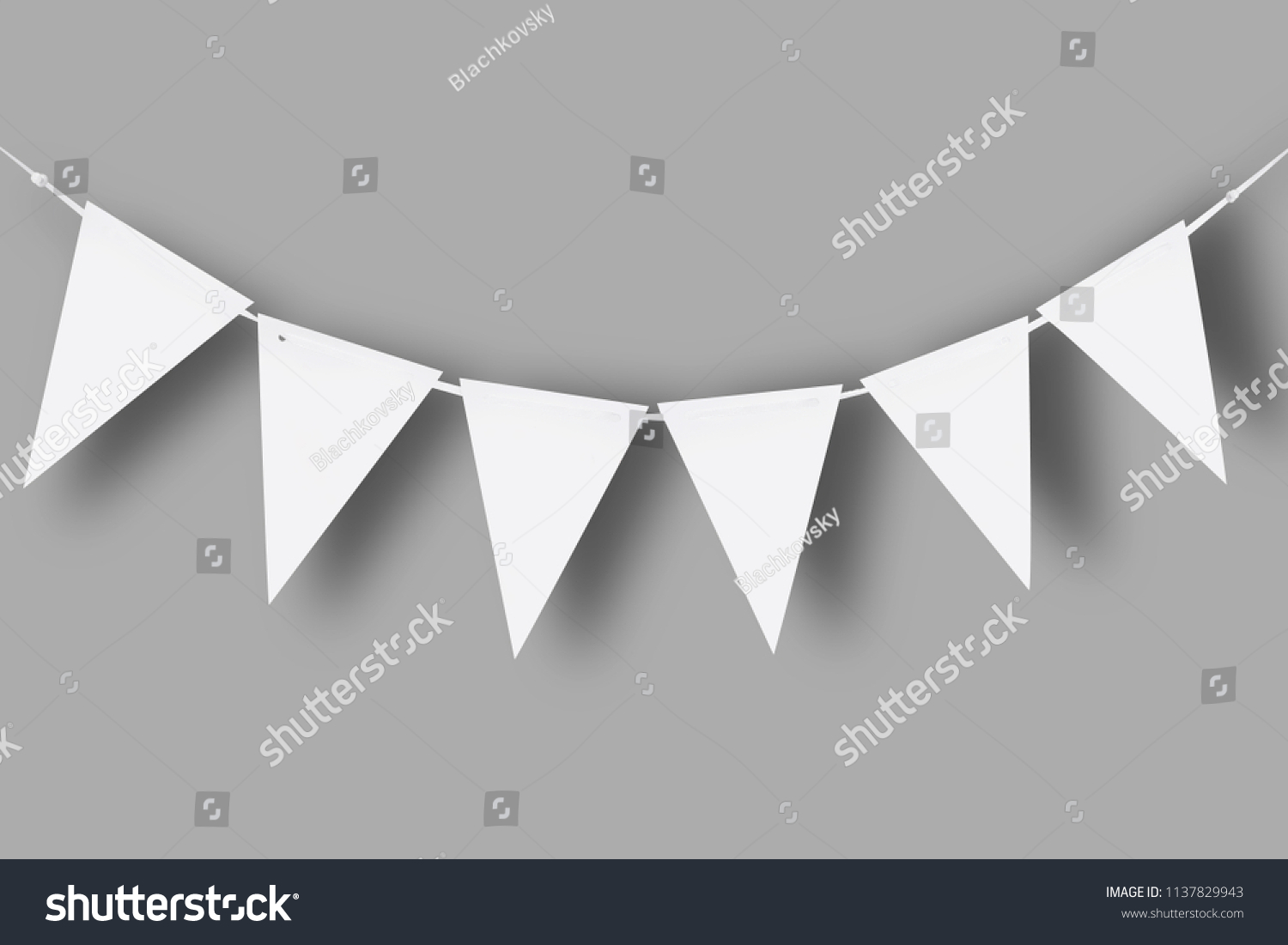 White Paper Bunting Party Flags Isolated Stock Photo 1137829943 ...