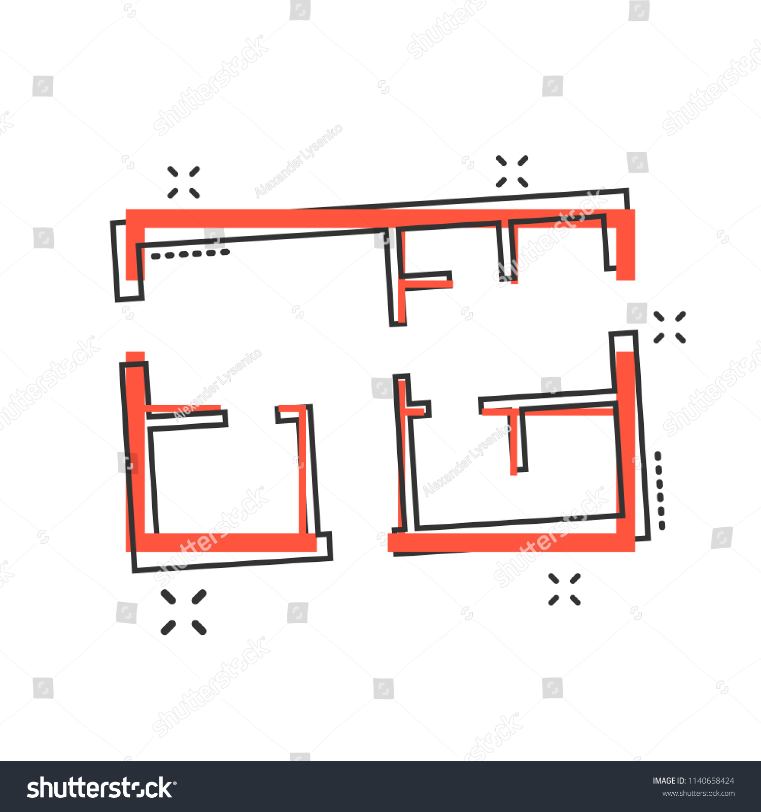 Vector Cartoon House Plan Icon Comic Stock Vector (Royalty Free ...