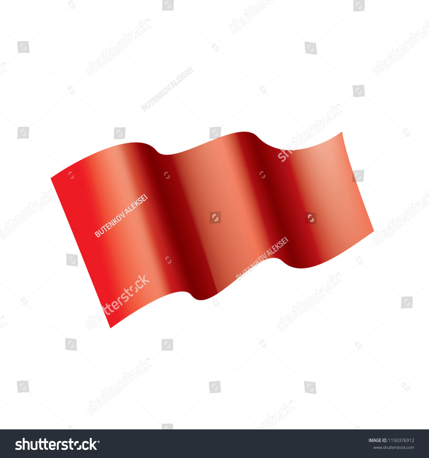 Waving Red Flag On White Background Stock Vector (Royalty Free ...