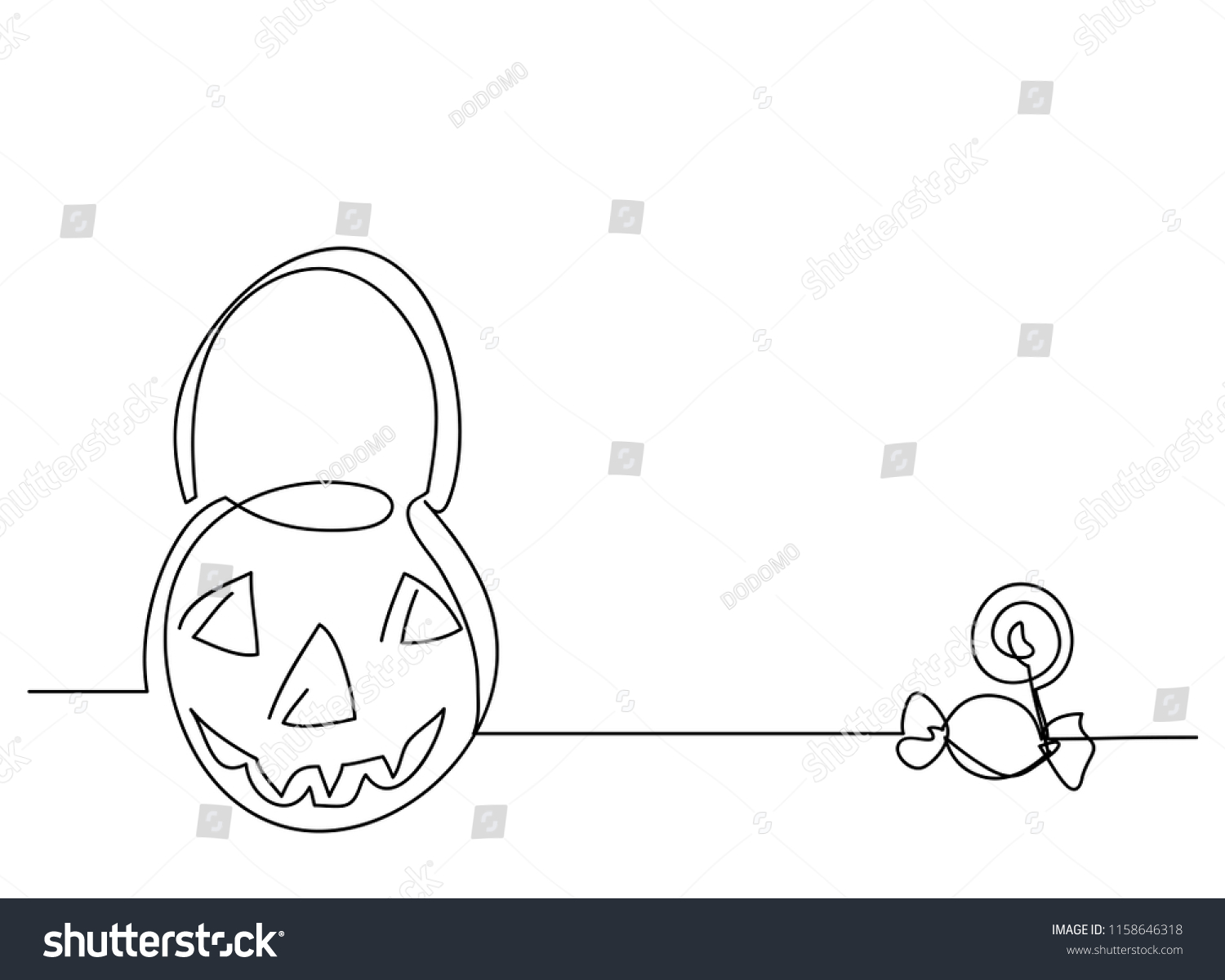 Continuous Line Drawing Halloween Pumpkin Ghost Stock Vector (Royalty ...