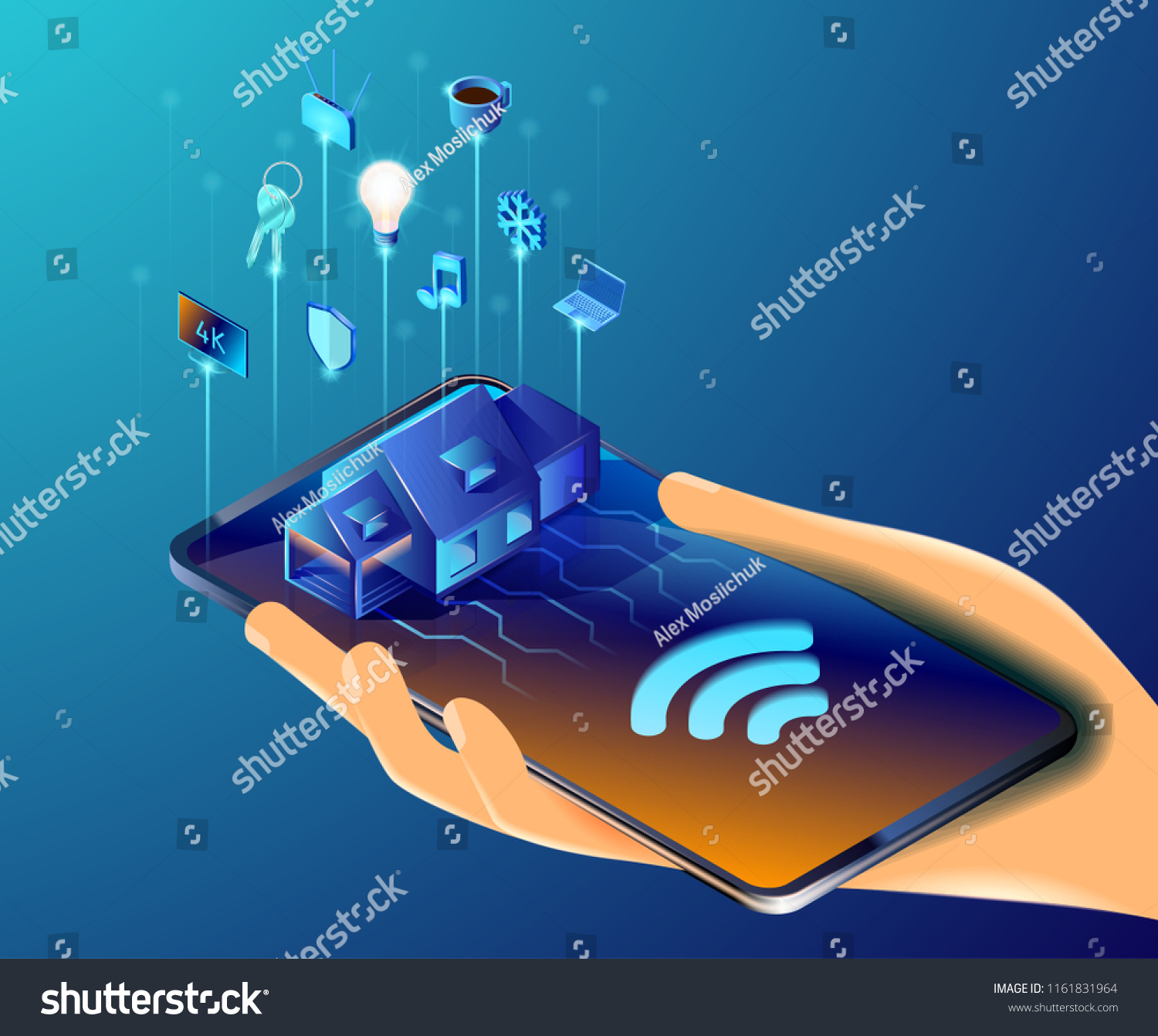 Isometric Vector Illustration Smart Home System Stock Vector (Royalty ...