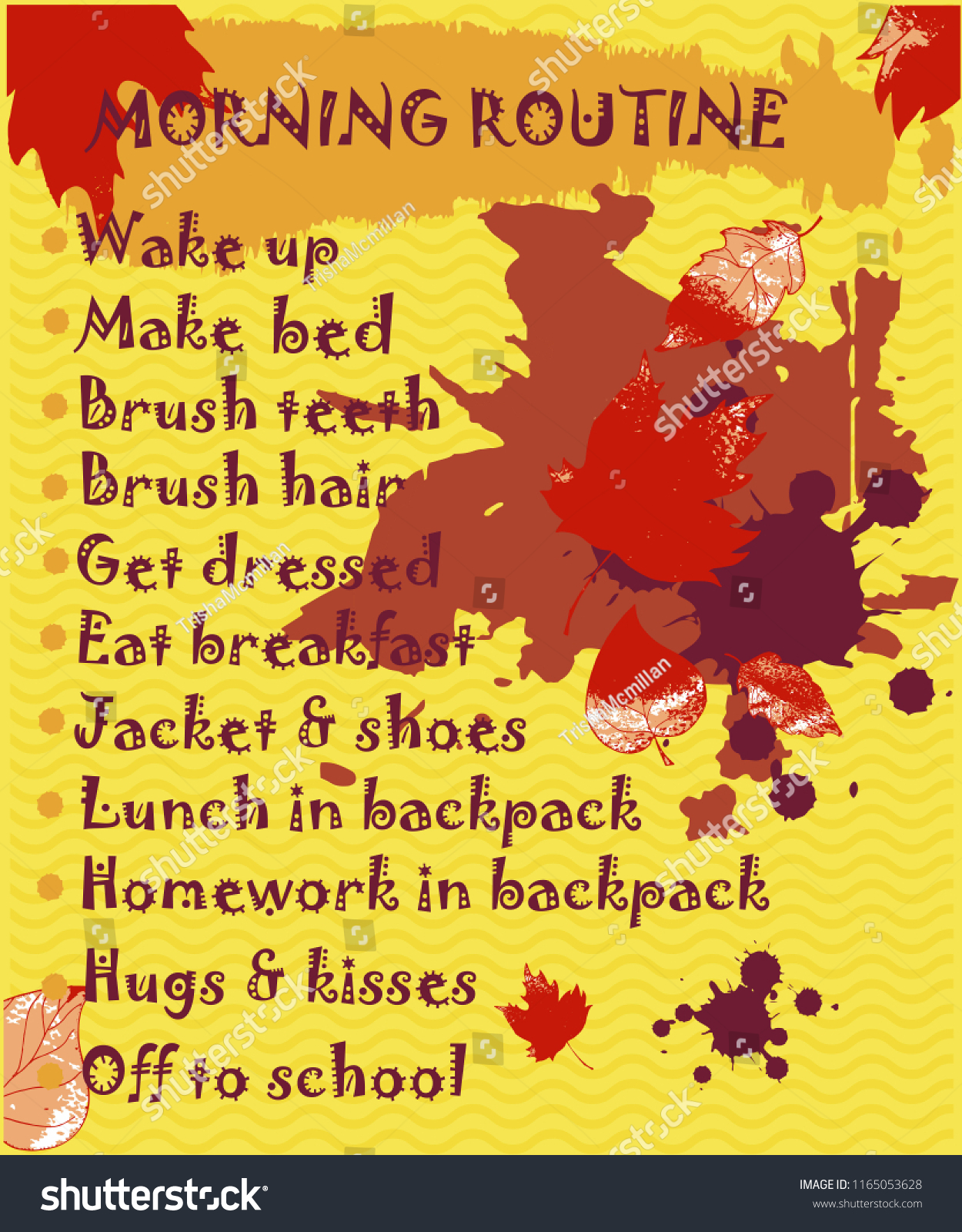 Pupils Morning Routine Back School Theme Stock Vector (Royalty Free ...