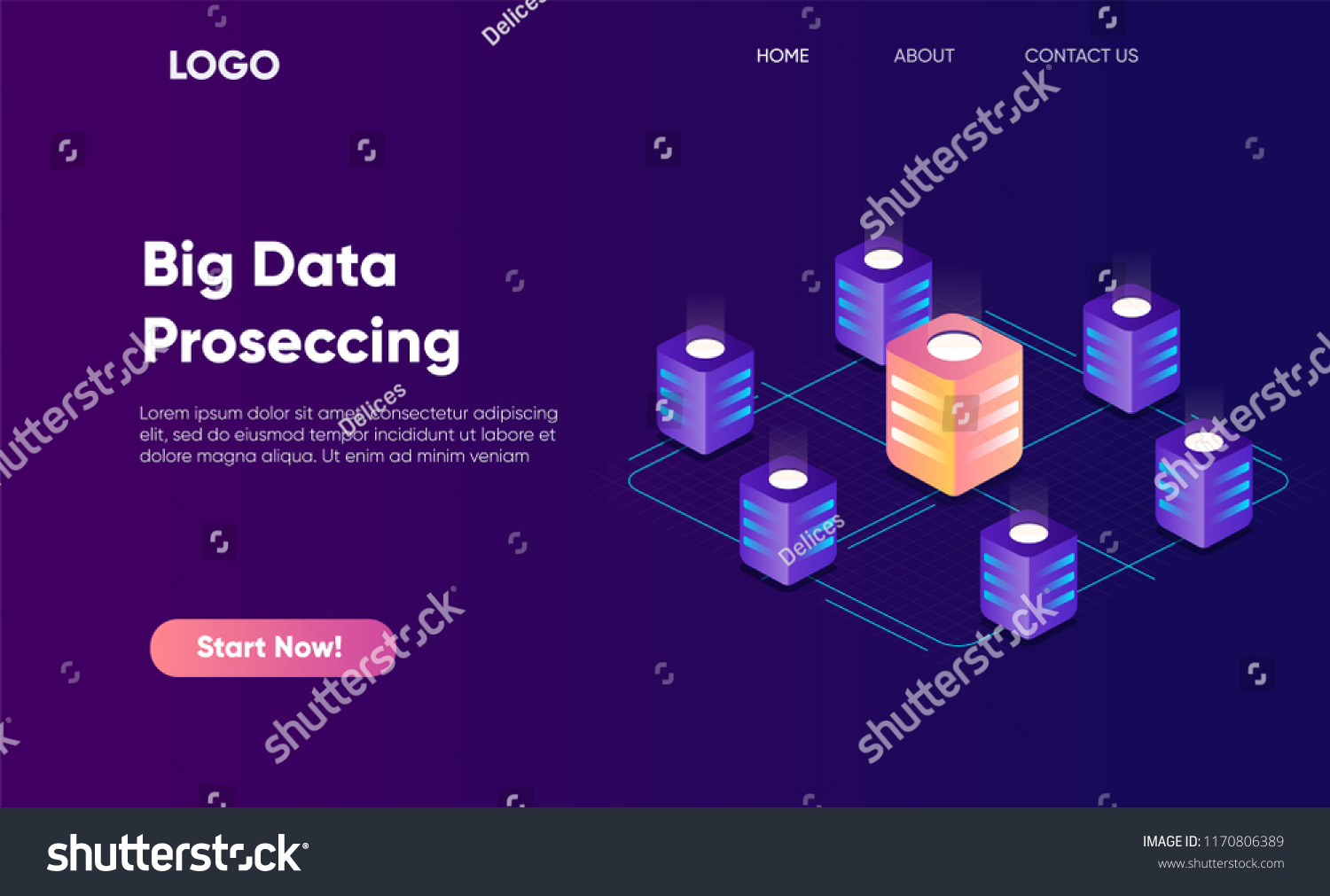 Concept Big Data Processing Isometric Style Stock Vector Royalty Free