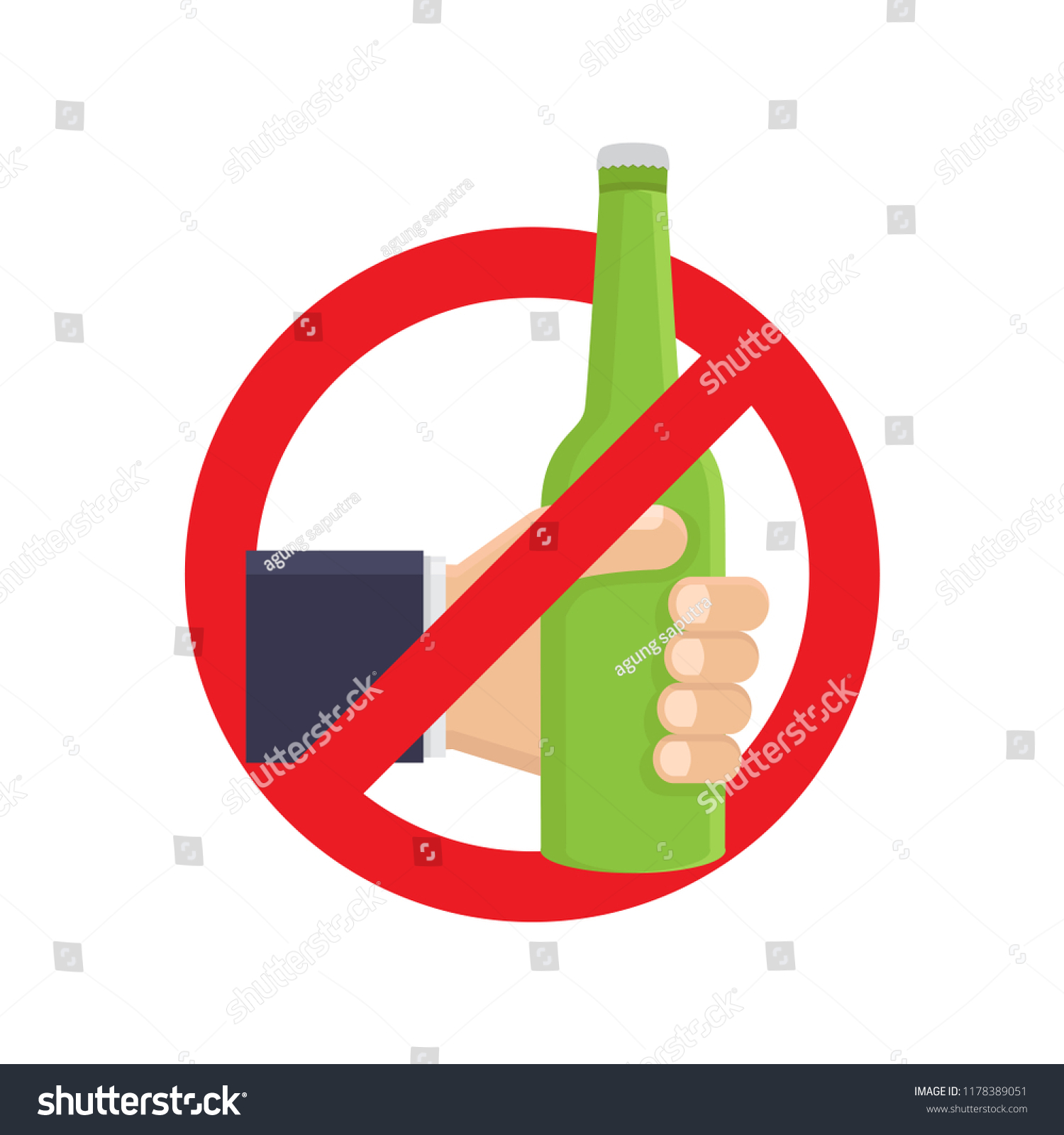Stop Drinking Alcohol Flat Design Vector Stock Vector (Royalty Free ...