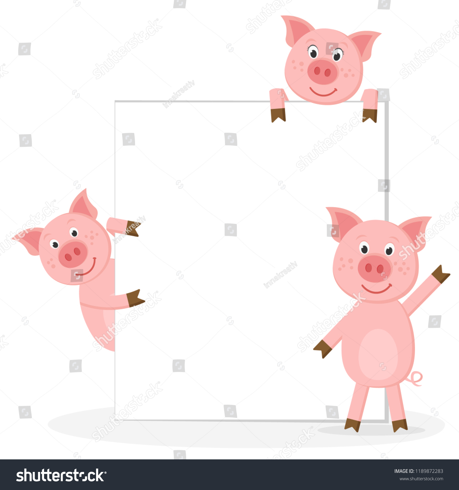 Three Pigs Waving Peeking Out Behind Stock Vector (Royalty Free ...