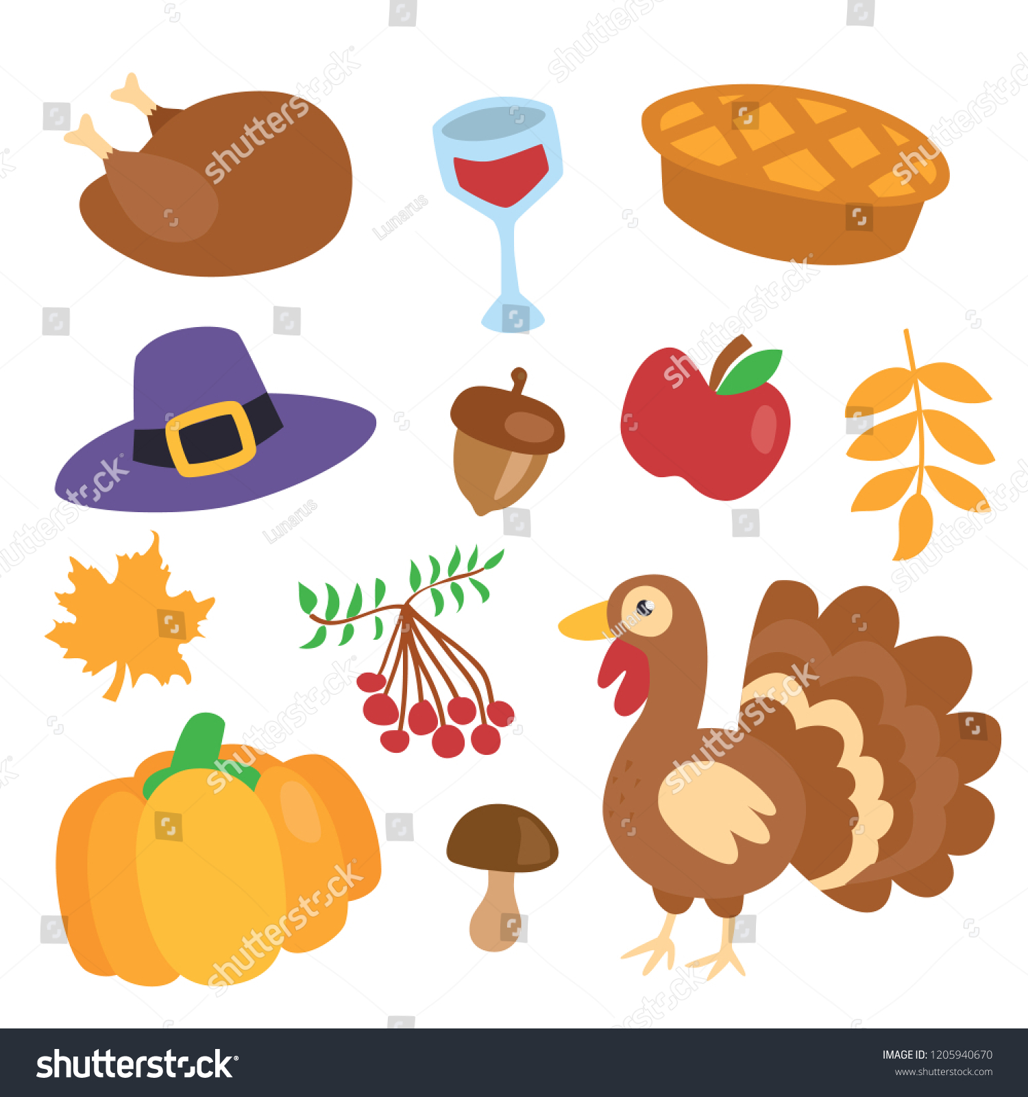 Vector Thanksgiving Design Elements Set Vector Stock Vector (Royalty ...