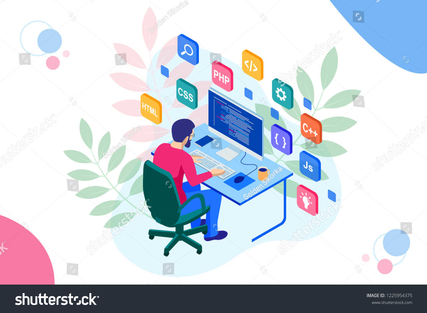 Isometric Developing Programming Coding Technologies Website Stock Vector (Royalty Free ...