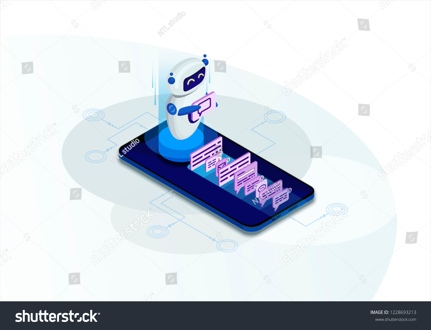 Chatbot Isometric Vector Illustration Chat Bot Stock Vector (Royalty ...